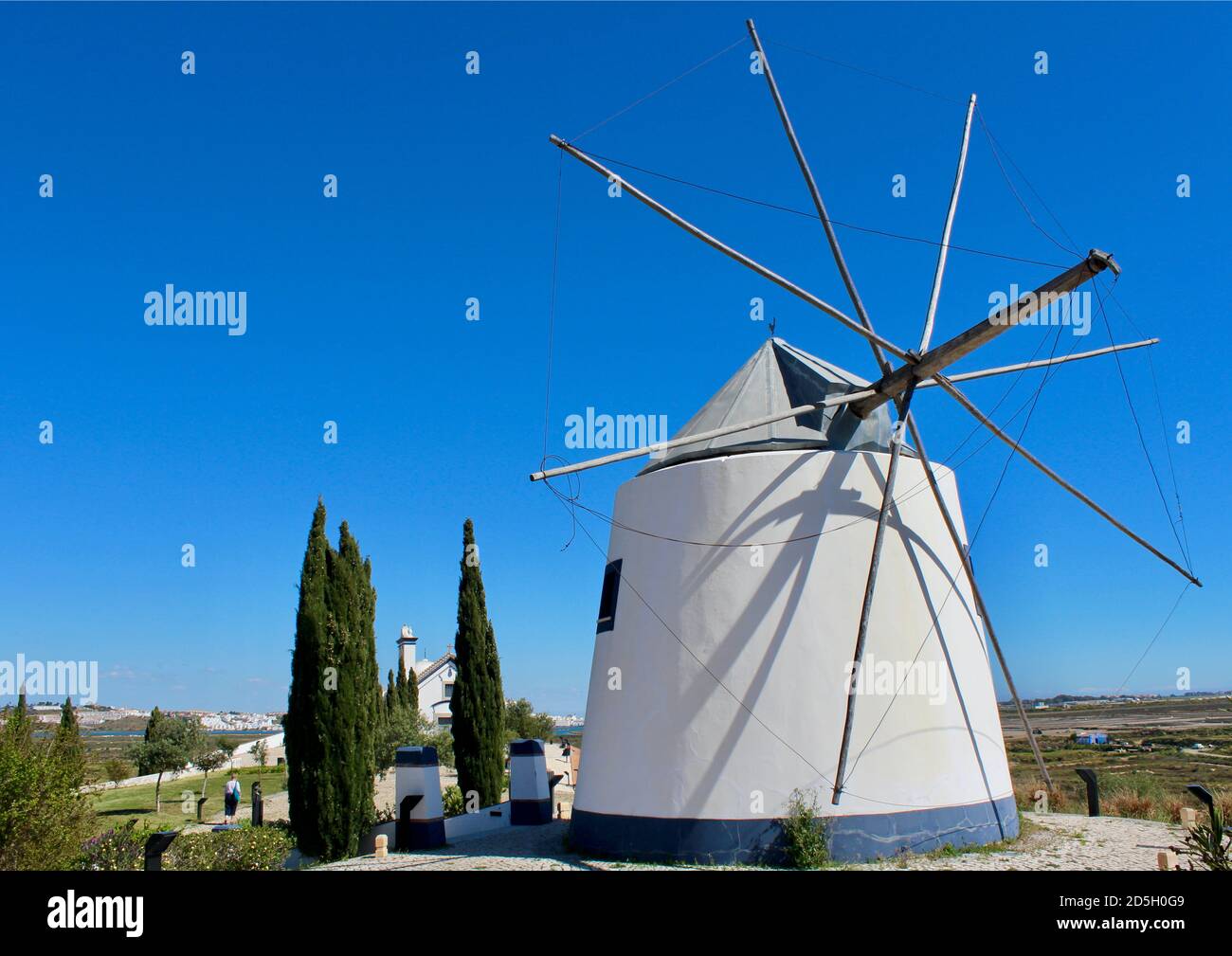 Traditional windmill in the town of Castro Marim in the southeast of ...