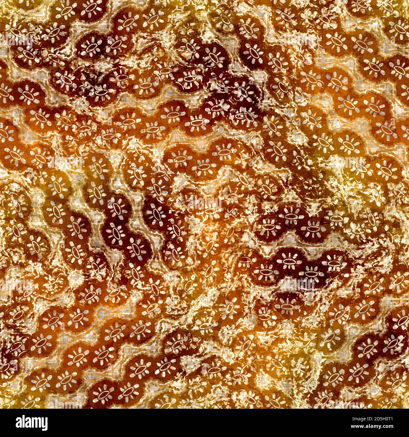 Seamless modern sepia brown blockprint collage print. Grunge watercolor ...