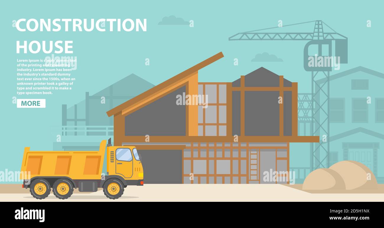 Construction site.Residential building a brick,wooden apartment house ...