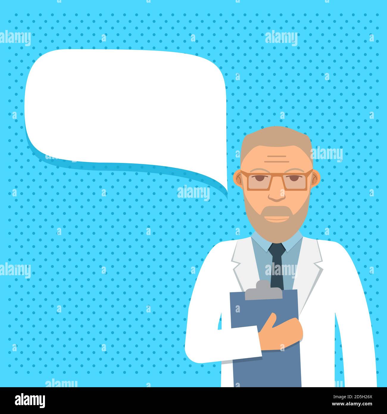 Speech bubble doctor. A male surgeon with a stethoscope in a uniform ...