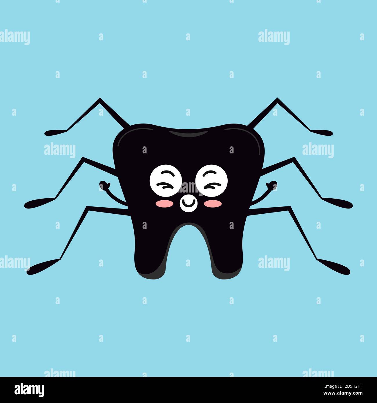 Cute tooth in black spider costume isolated vector icon Stock Vector ...