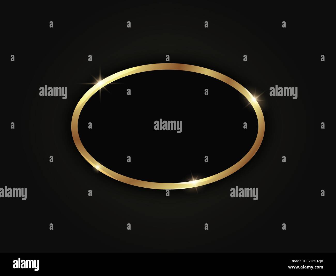 Ellipse golden sparkling frame isolated on black background Stock ...