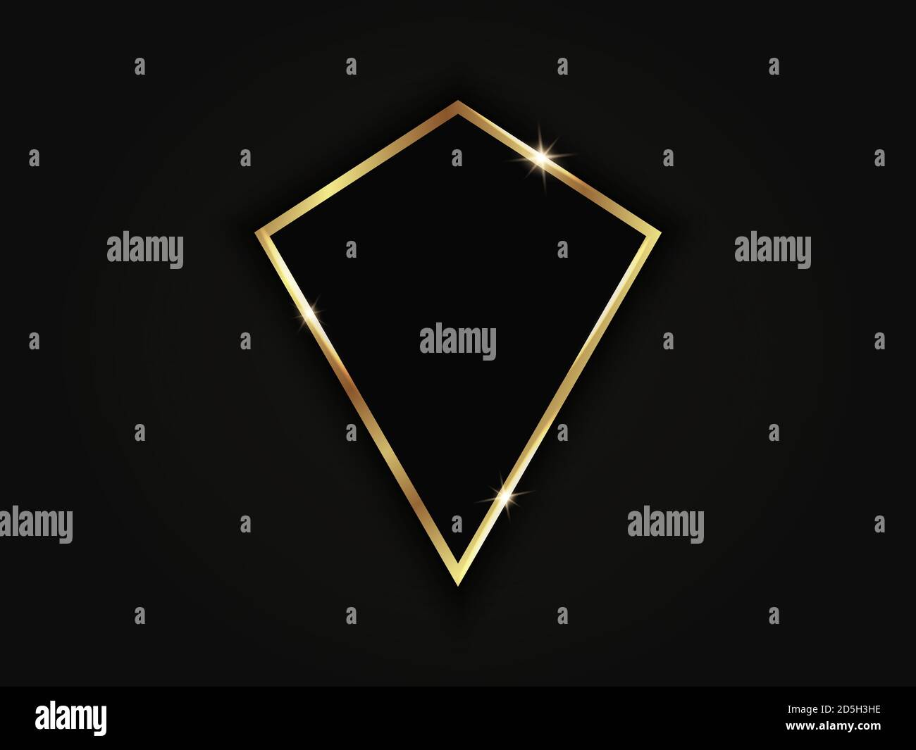 Kite shape golden sparkling frame isolated on black background Stock ...