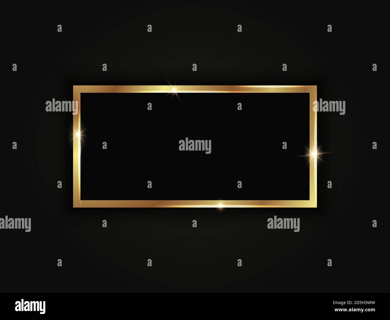 Rectangular golden sparkling frame isolated on a black background Stock Vector Image & Art - Alamy