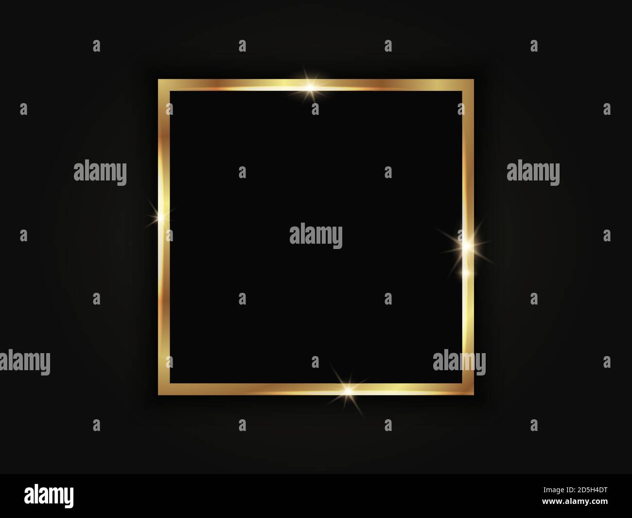 Square gold sparkling frame isolated on a black background Stock Vector Image & Art - Alamy