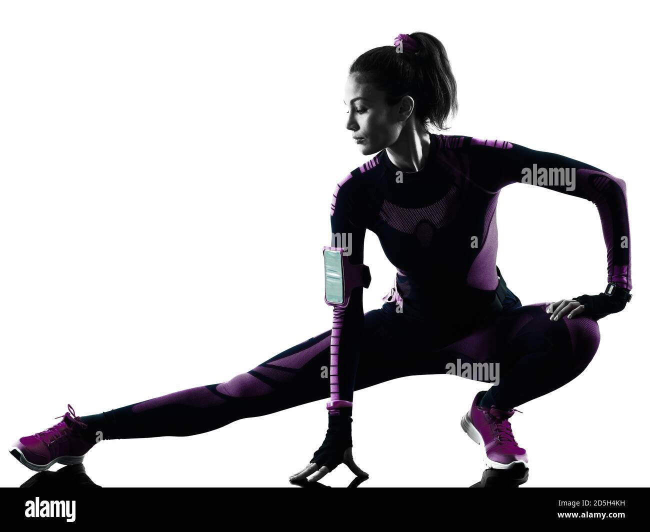one young caucasian woman runner running jogger jogging isolated ...