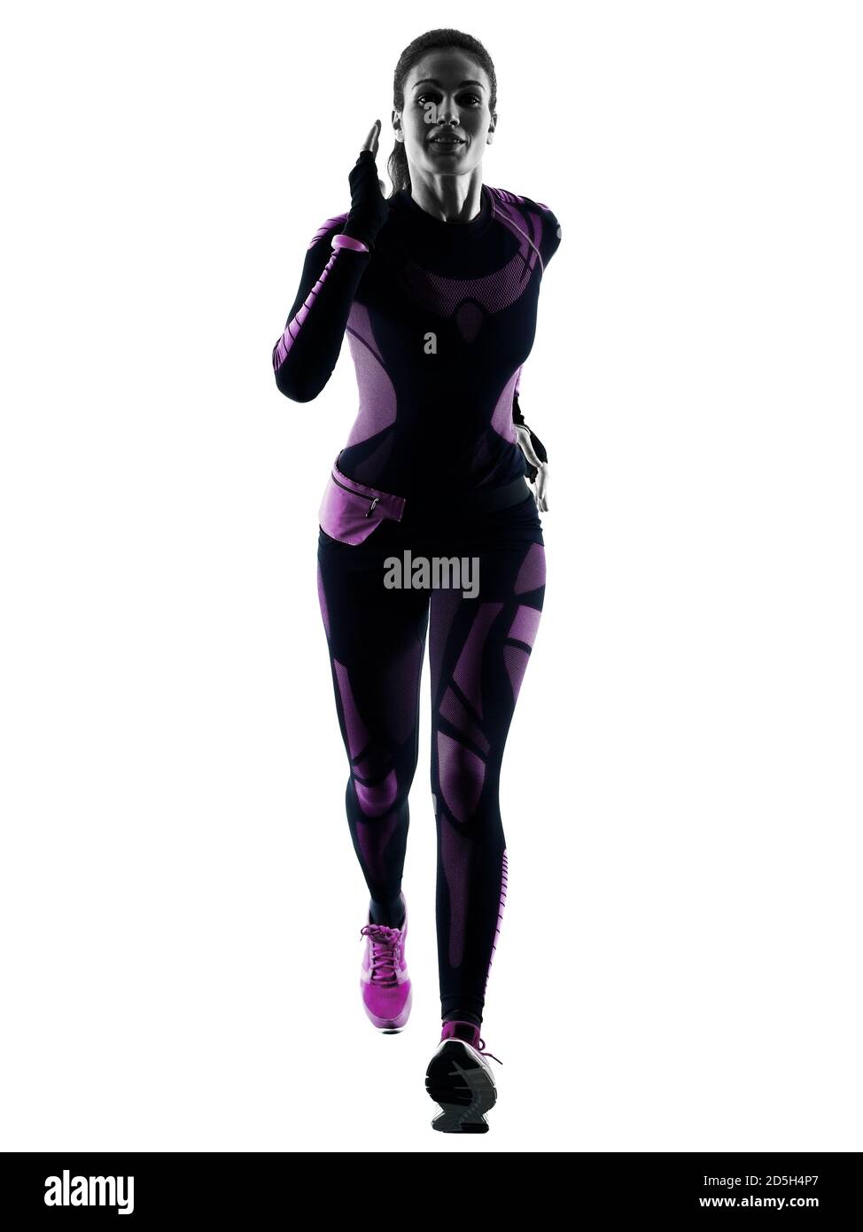 one young caucasian woman runner running jogger jogging isolated ...