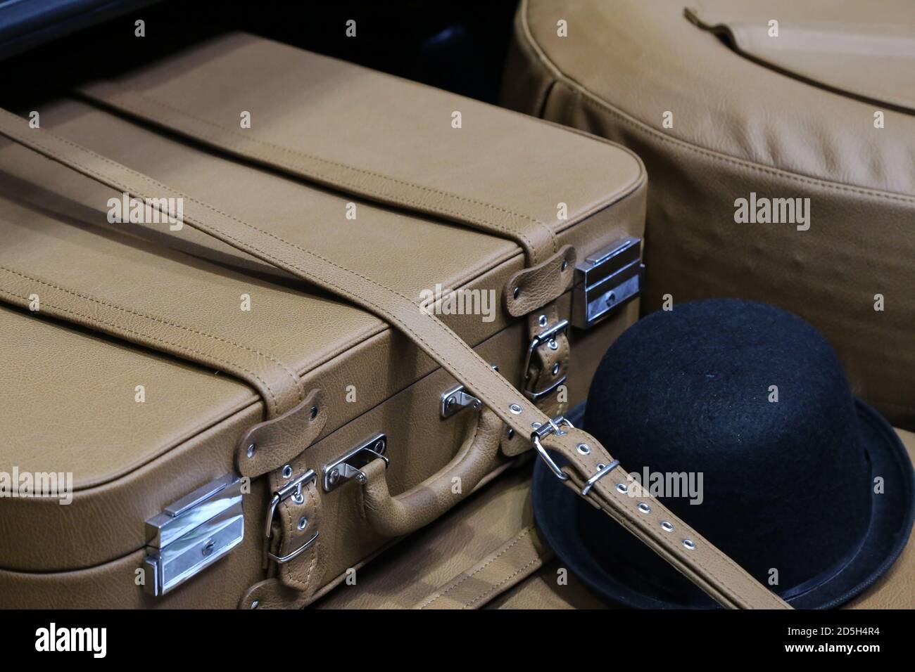 Vintage leather suitcase in wooden hi-res stock photography and images ...