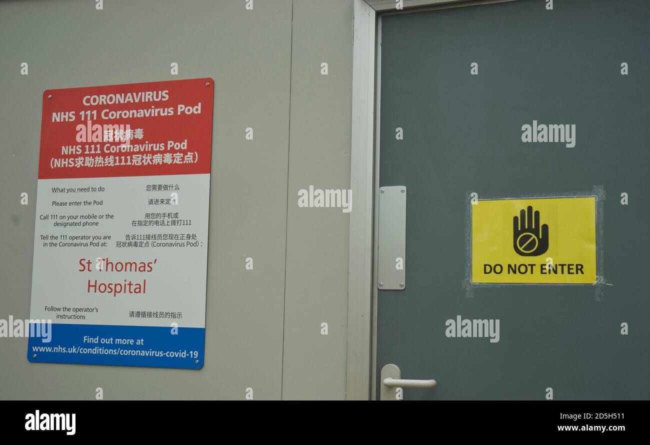 NHS Coronavirus pod at St. Thomas' hospital in London, England, UK ...