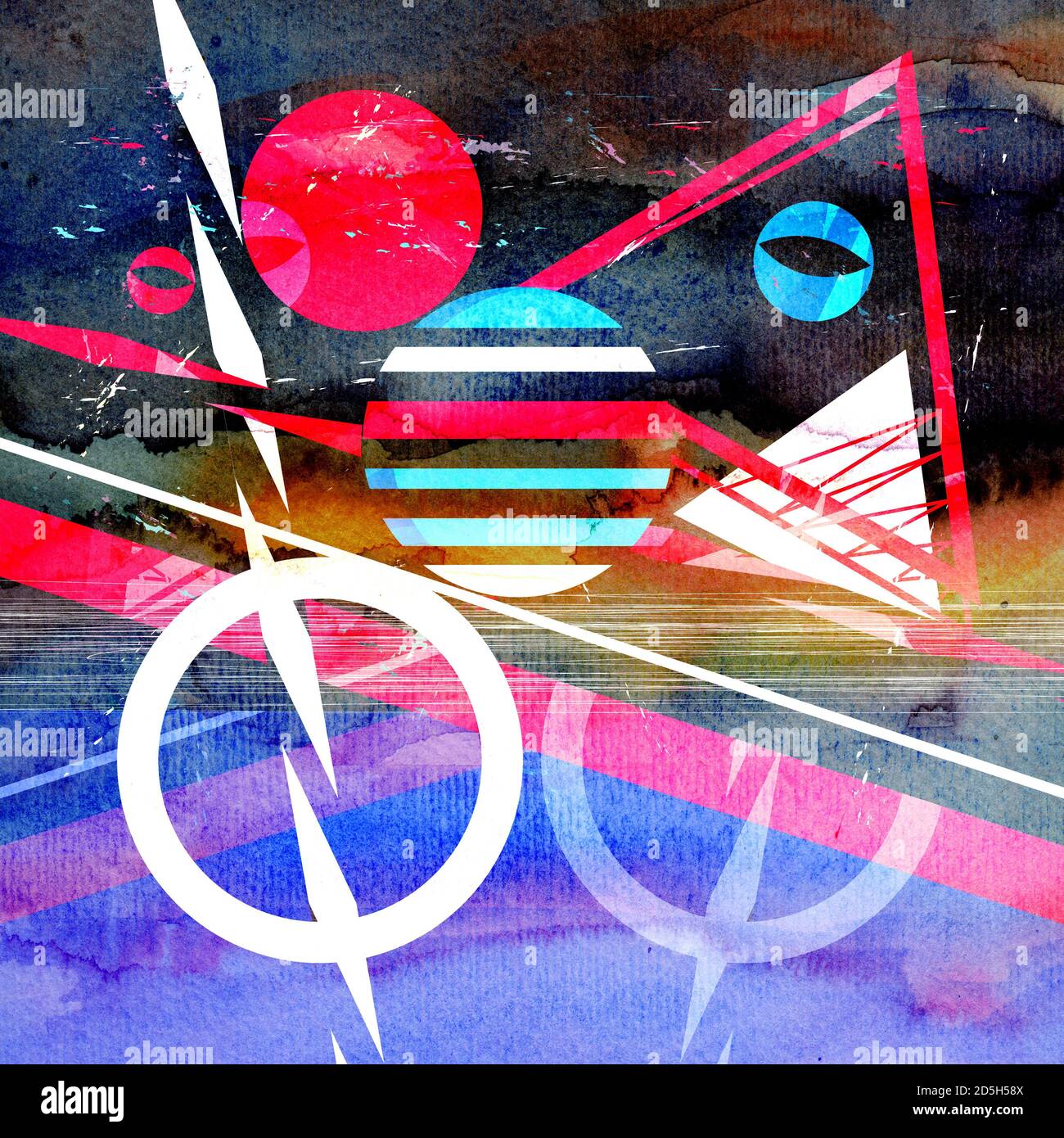 Abstract retro watercolor color background with geometric objects Stock ...