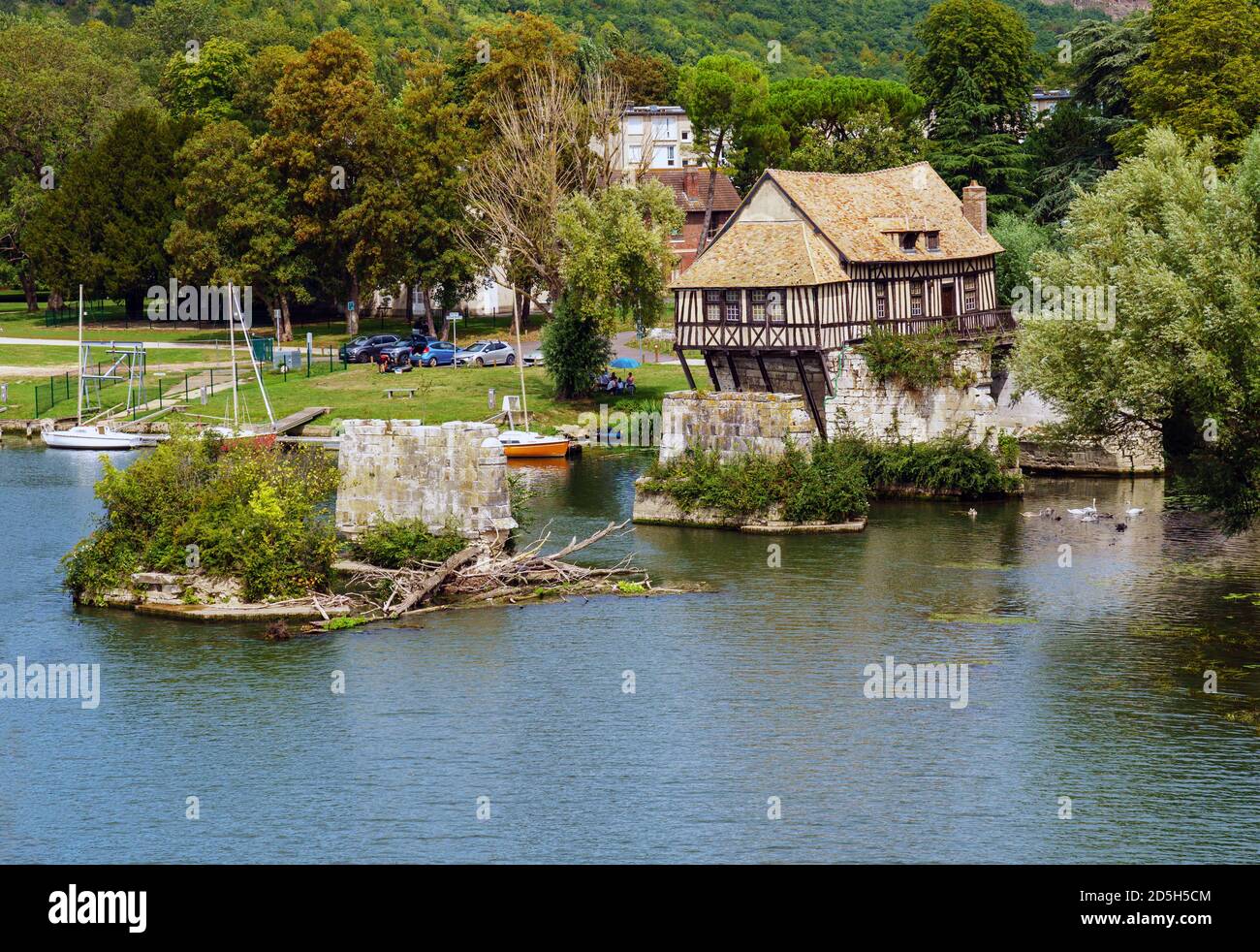 The Old mill on the Vernon broken bridge - Vernon, Normandy, France ...