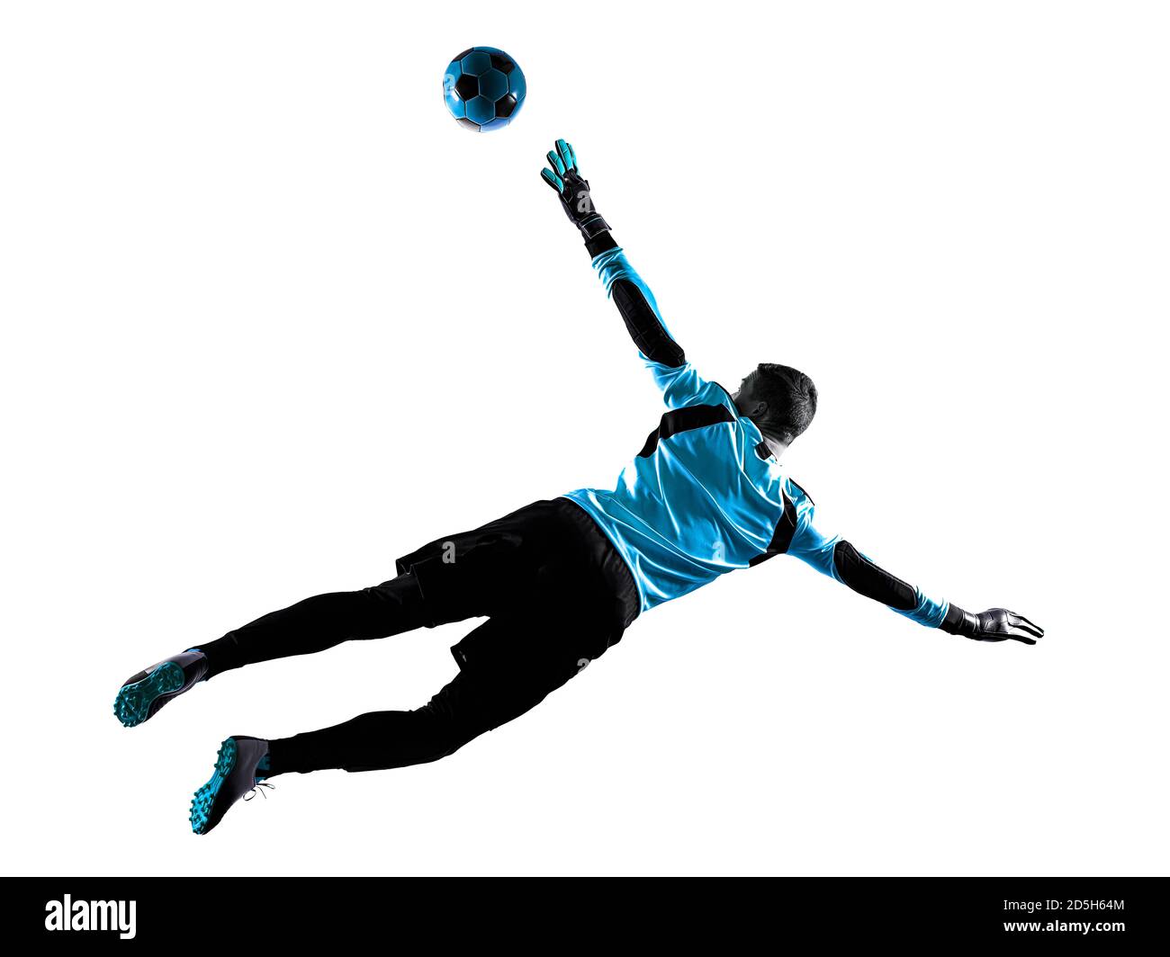 one caucasian soccer player goalkeeper man in studio silhouette shadow ...