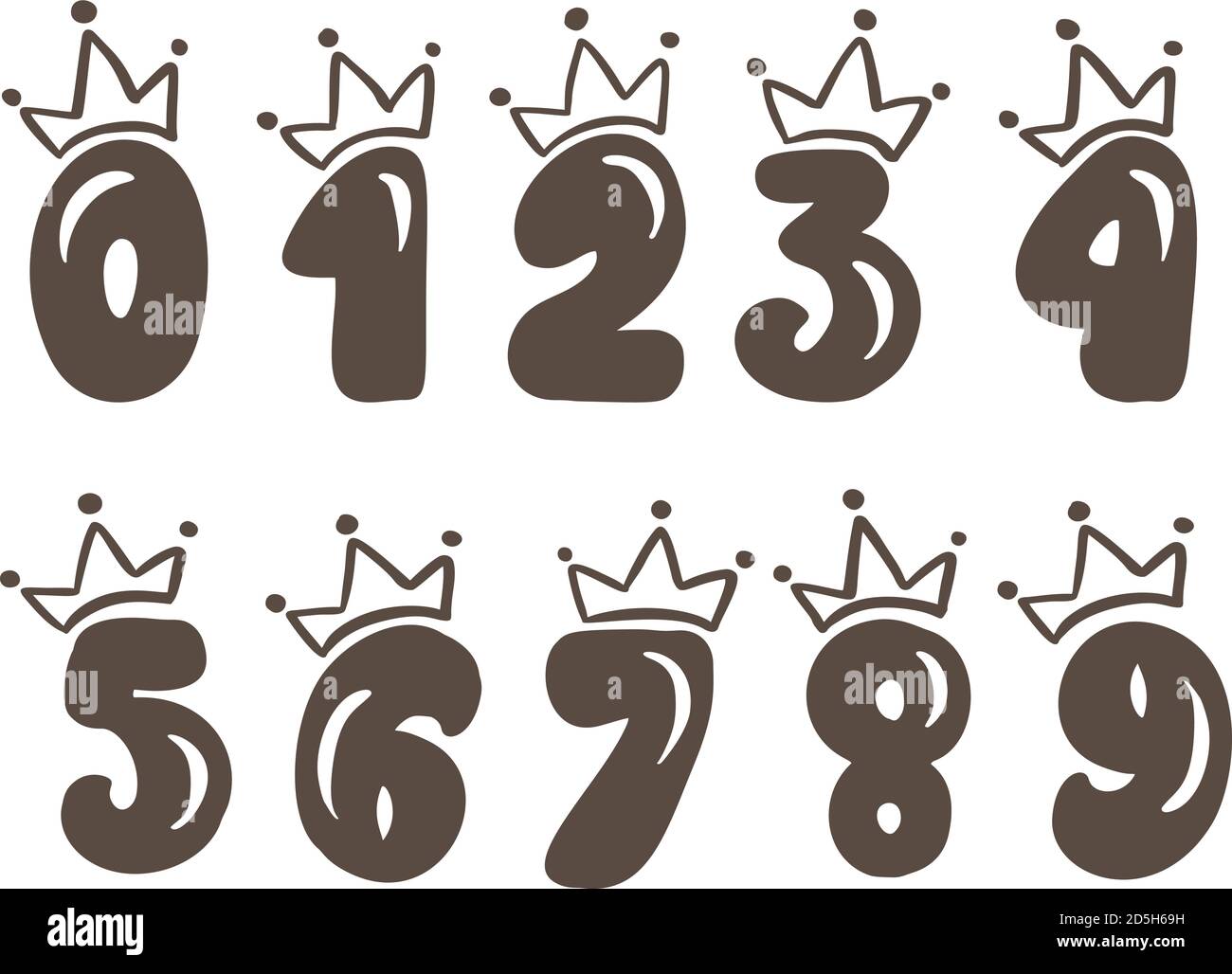 Vector Vintage Plump Set numbers with crown. Princess element font logo ...