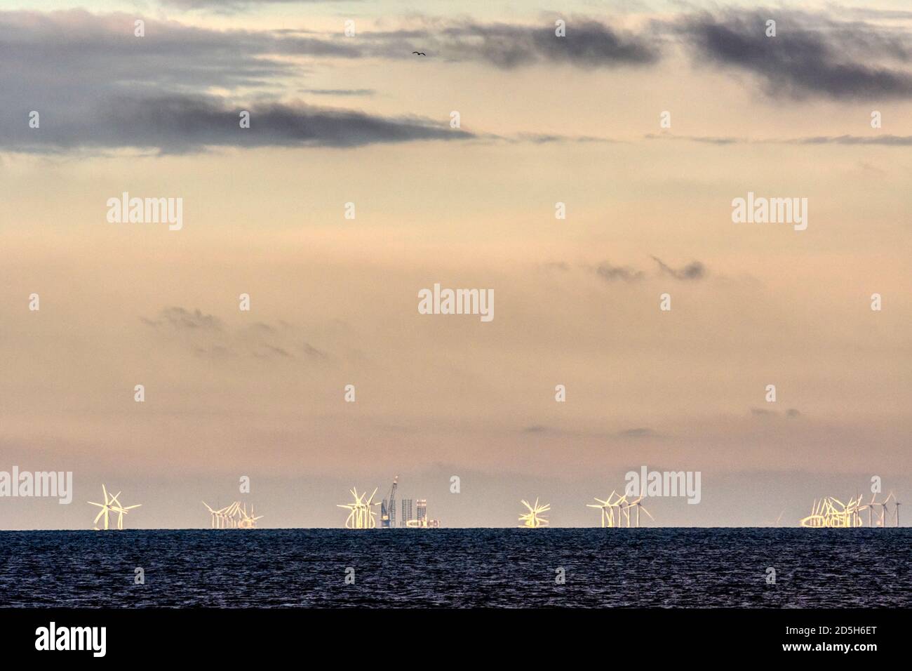 The Lynn and Inner Dowsing wind farm at the mouth of the Wash. Seen ...