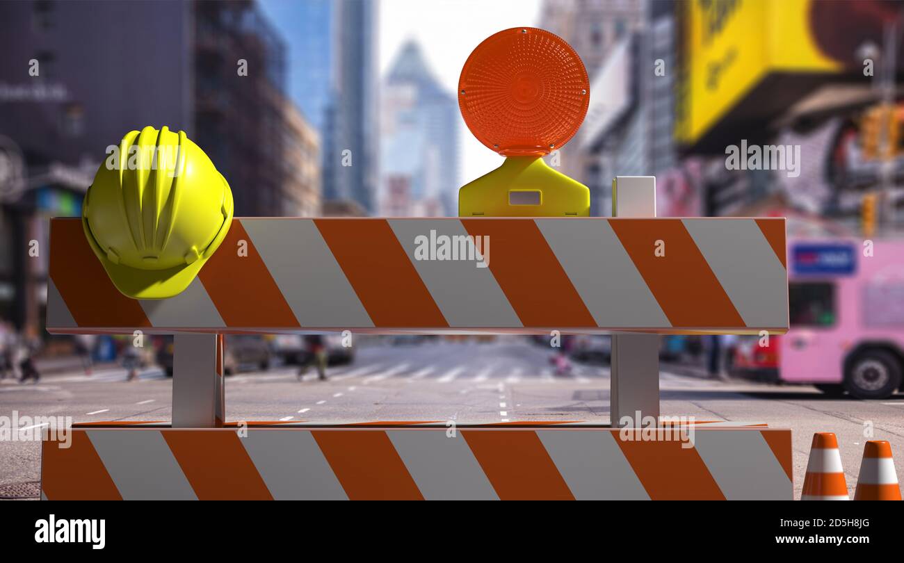 Roadworks, road closed, under construction, maintenance works concept ...