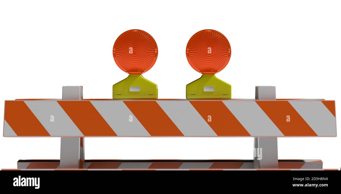 Flashing lights on road barrier hi-res stock photography and images - Alamy