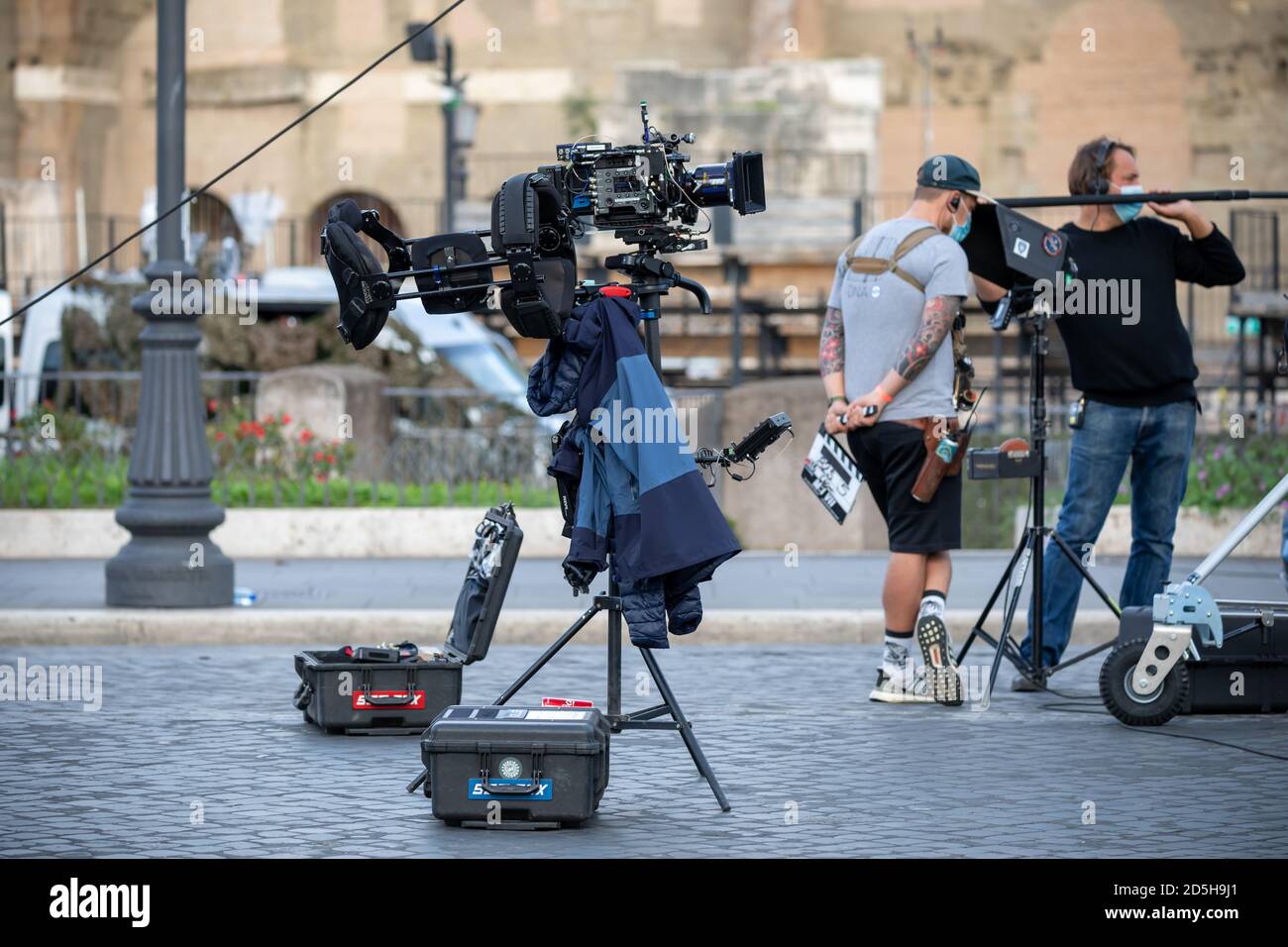 Rome, Italy - October 13, 2020: some scenes shot on the movie set of ...