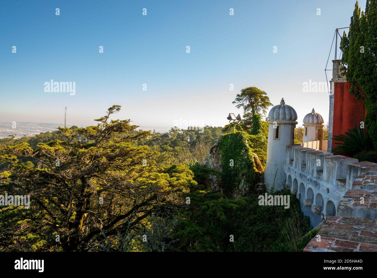 Beautiful Pena Palace surrounded by greens and trees in Sintra ...