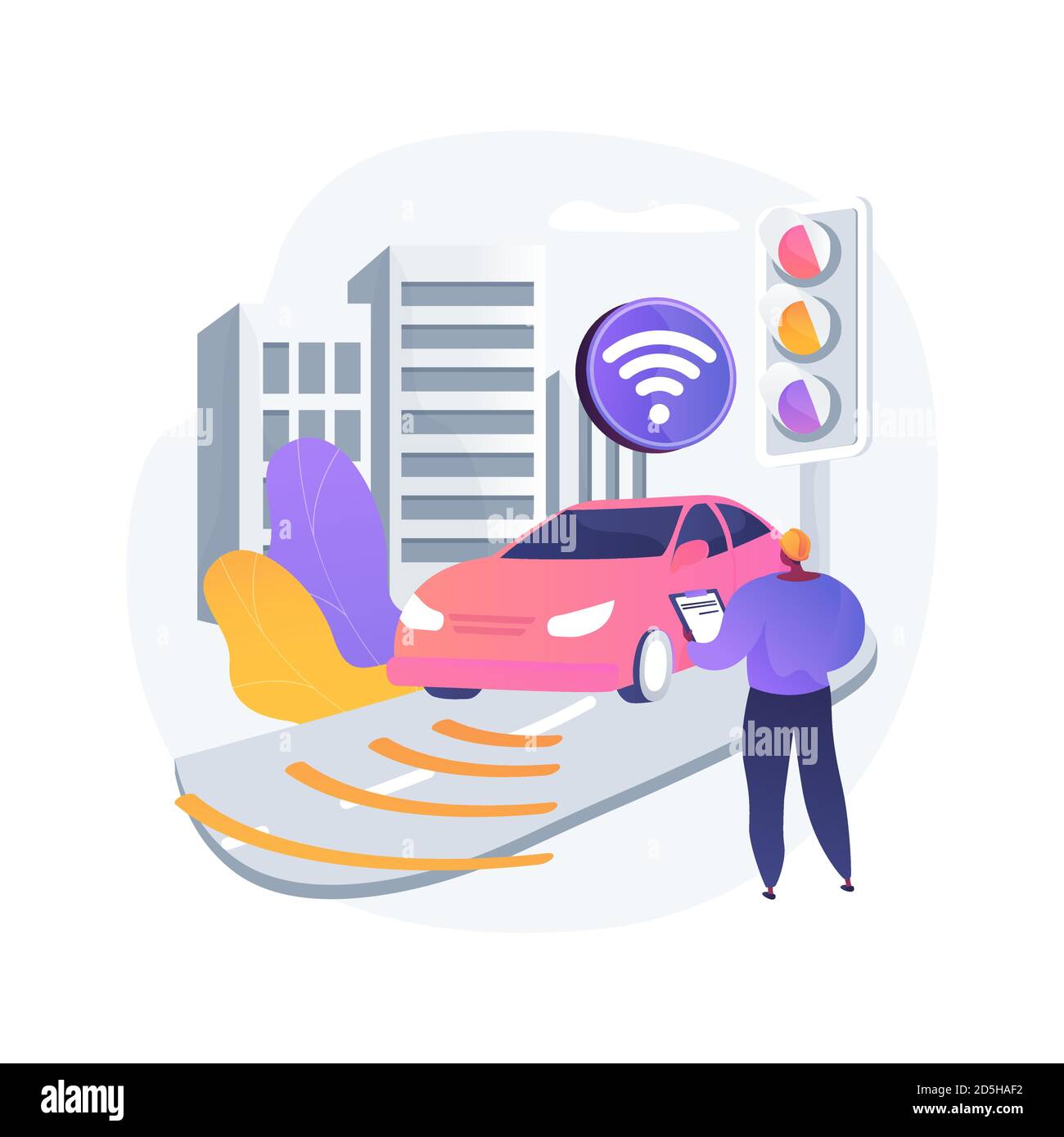 Smart roads construction abstract concept vector illustration Stock ...