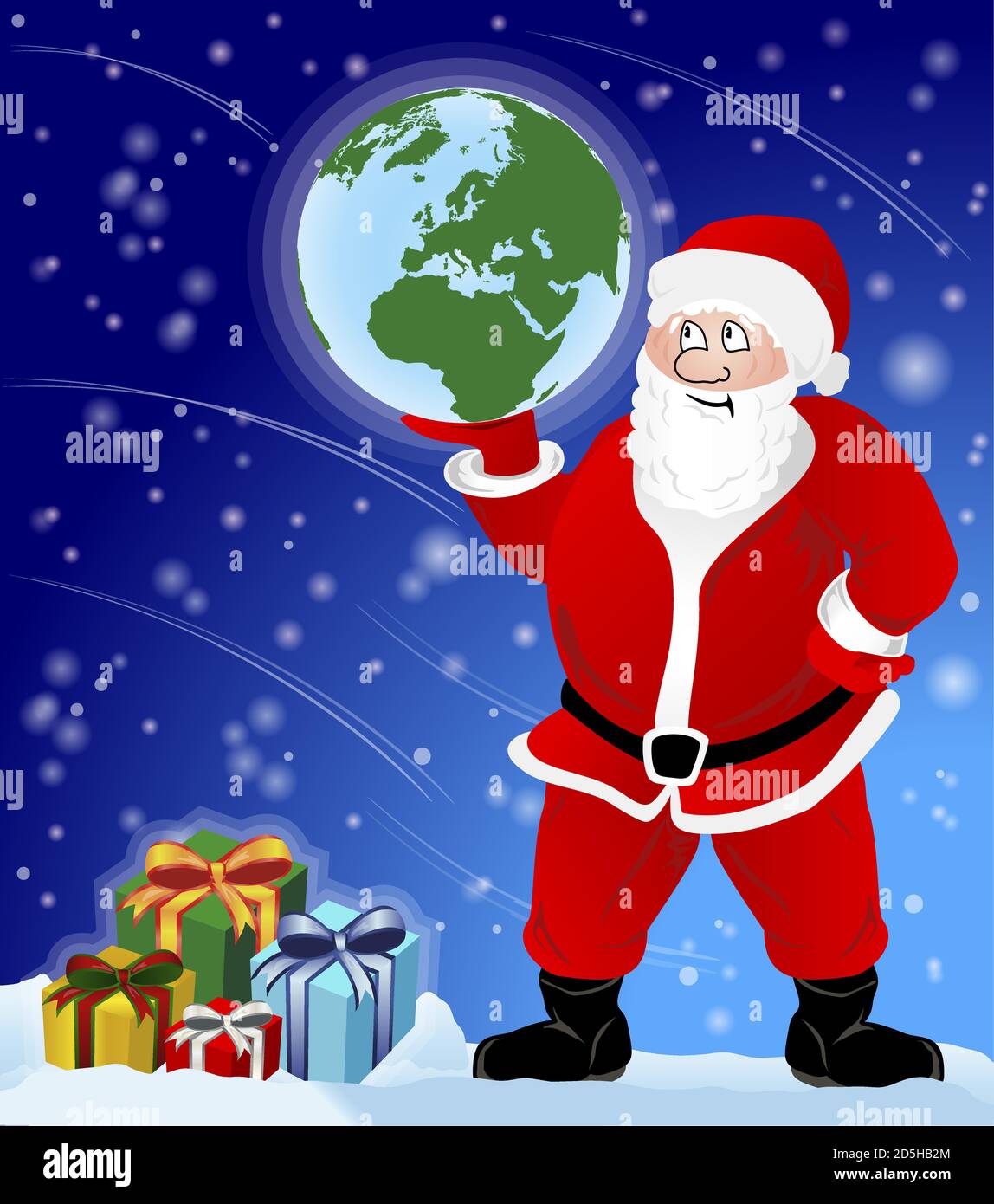 Santa holding globe Stock Vector Images - Alamy