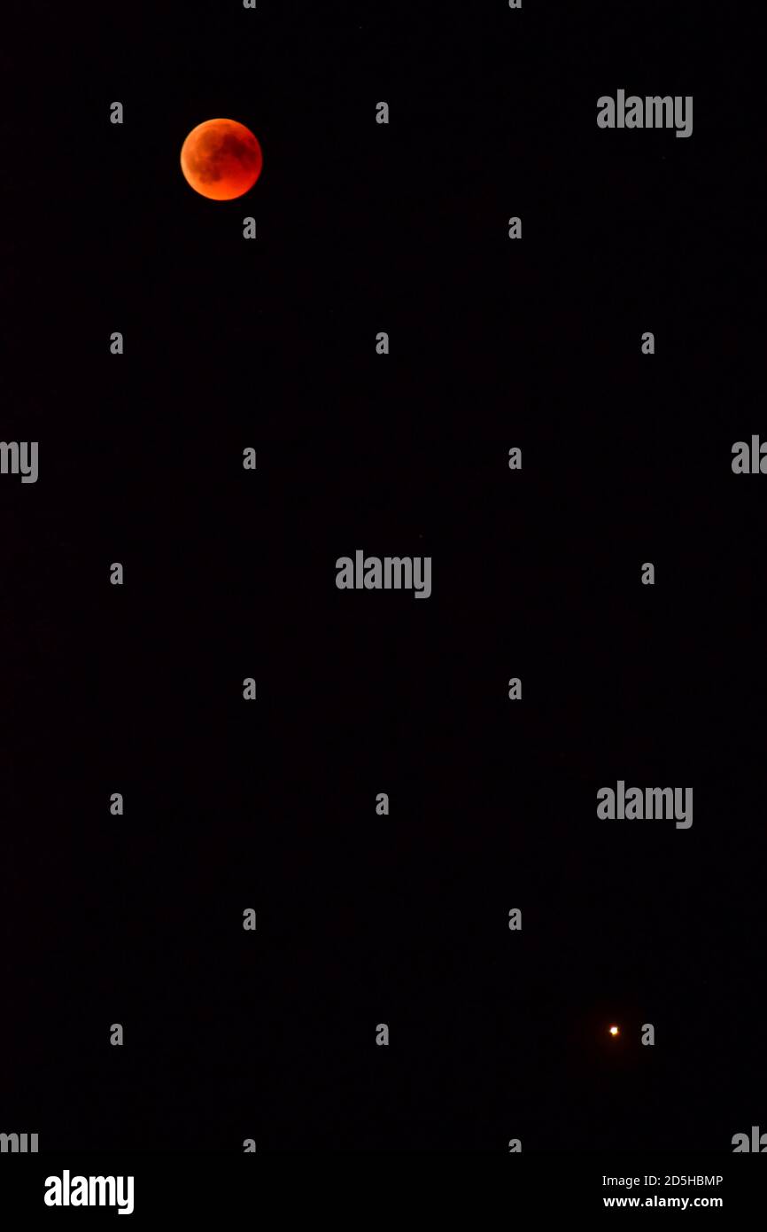 the red moon at night Stock Photo - Alamy