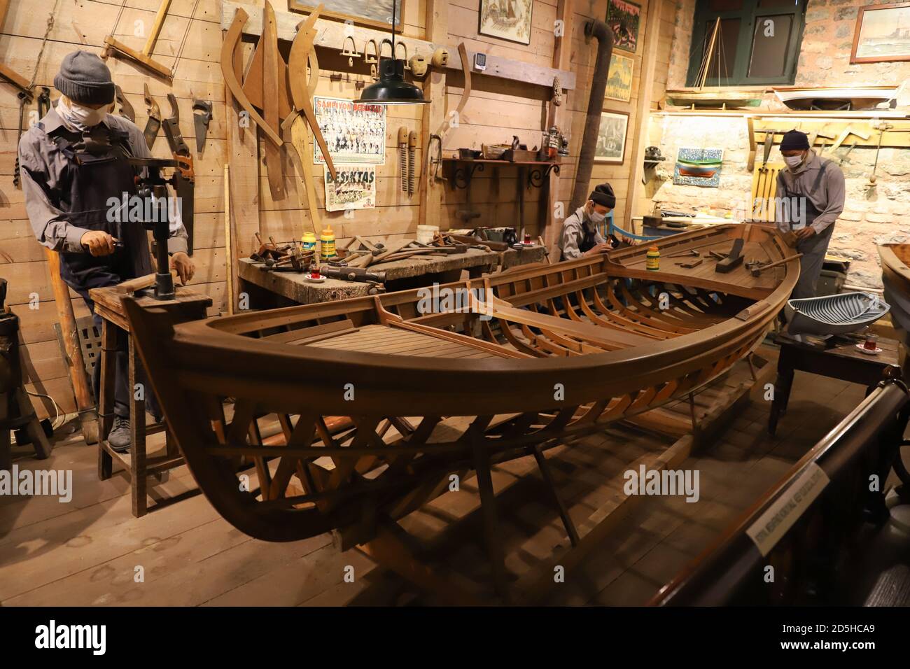 ISTANBUL, TURKEY - SEPTEMBER 20, 2020: Old boat builder recreation in ...