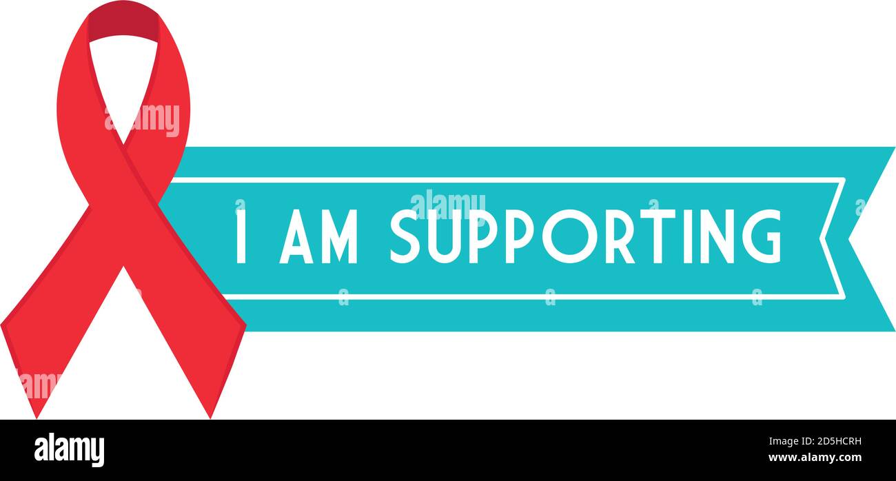 i am supporting world aids day with ribbon vector design Stock Vector ...