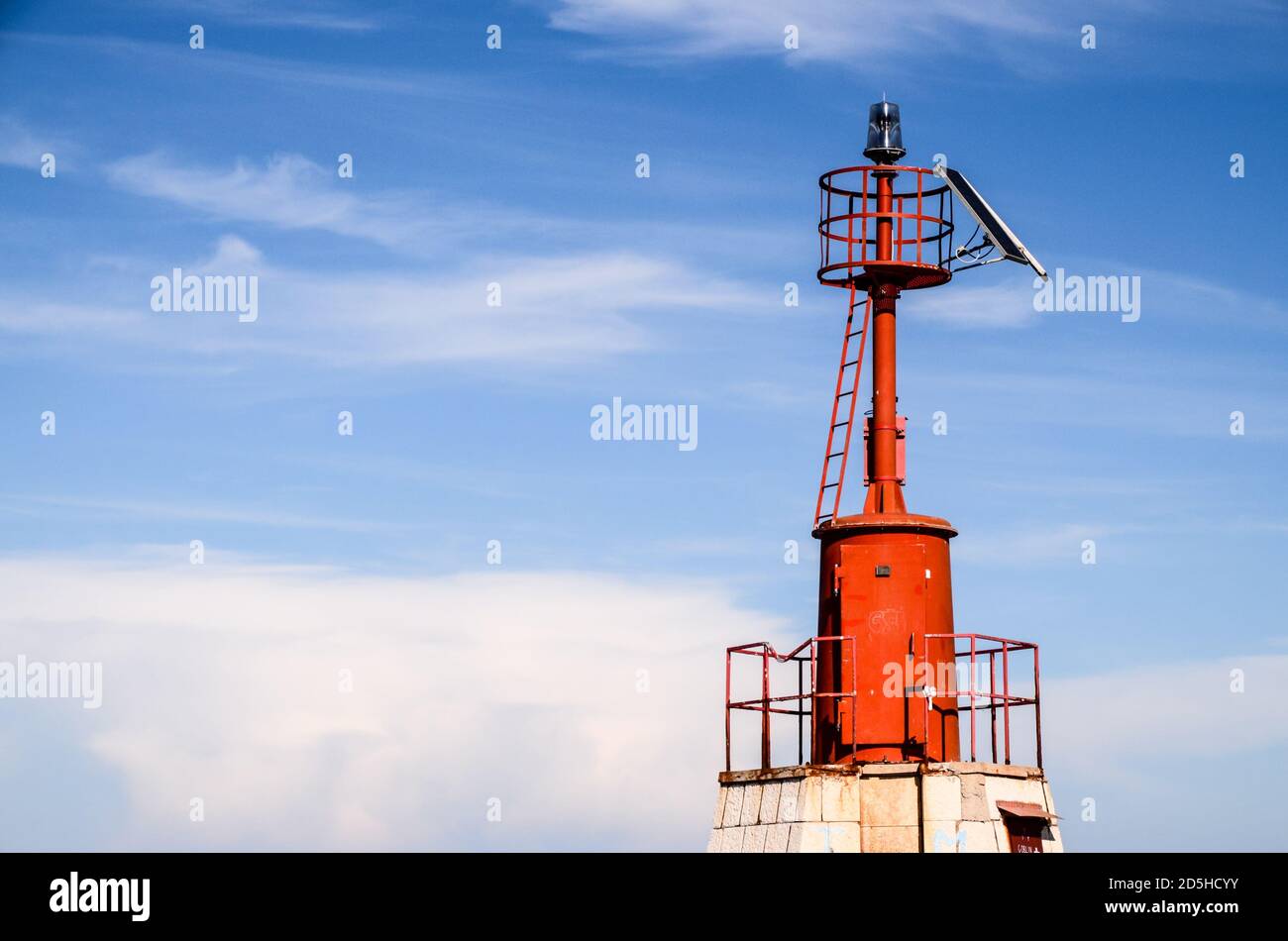 The Red Steel Lighthouse Stock Photo - Alamy