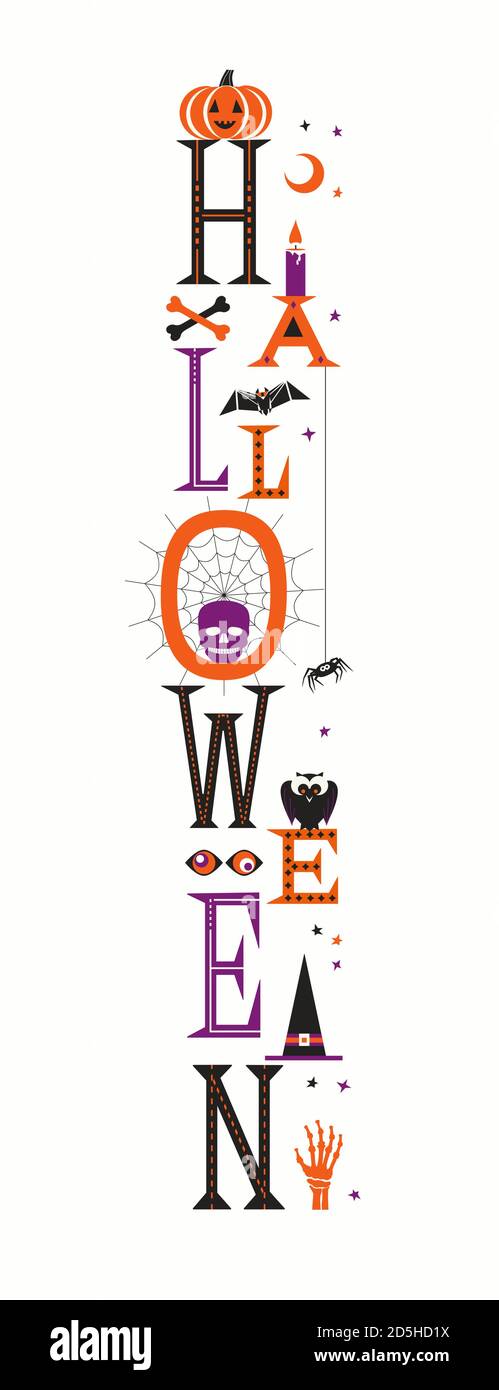 Halloween cute lettering and symbols illustration Stock Vector Image ...