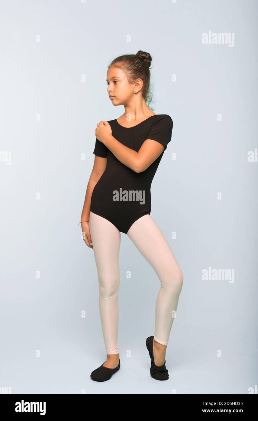 Little girl study dancing in dance school. Little girl have dance ...