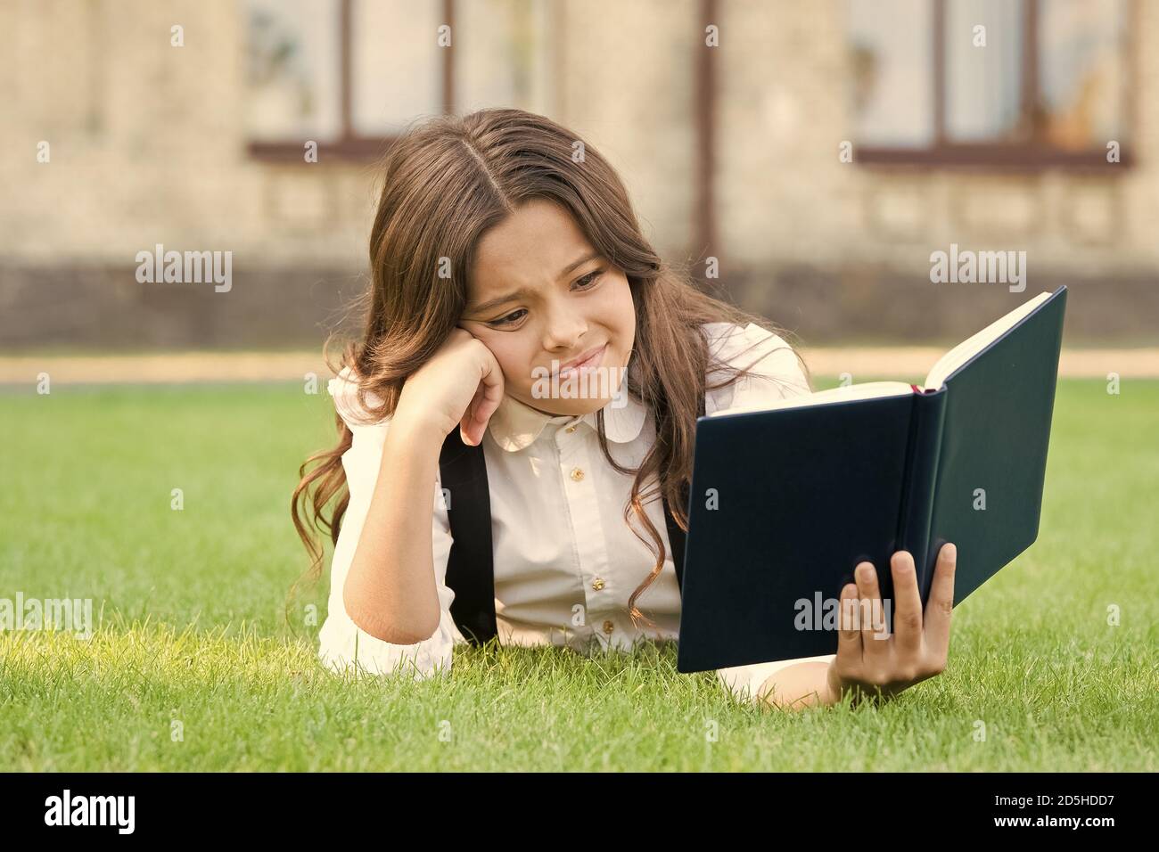 Literature for kids. Lesson on fresh air. Cute small child reading book ...