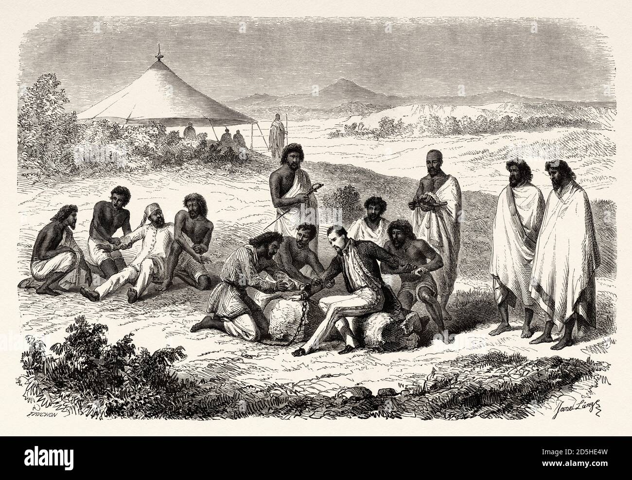 Guillaume Lejan arrest by order of Emperor Theodore, Ethiopia. Old XIX ...