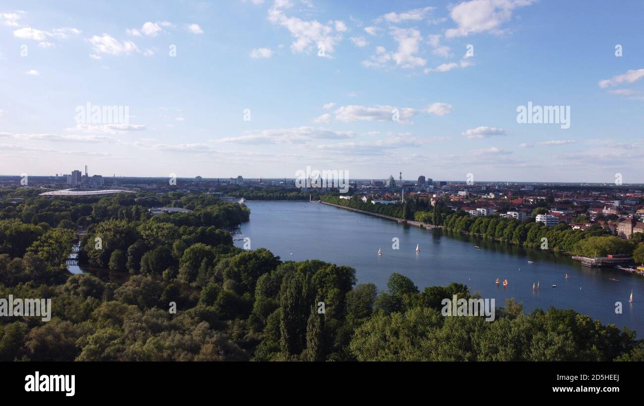 Hannover Maschsee and stadium in summer Stock Photo - Alamy