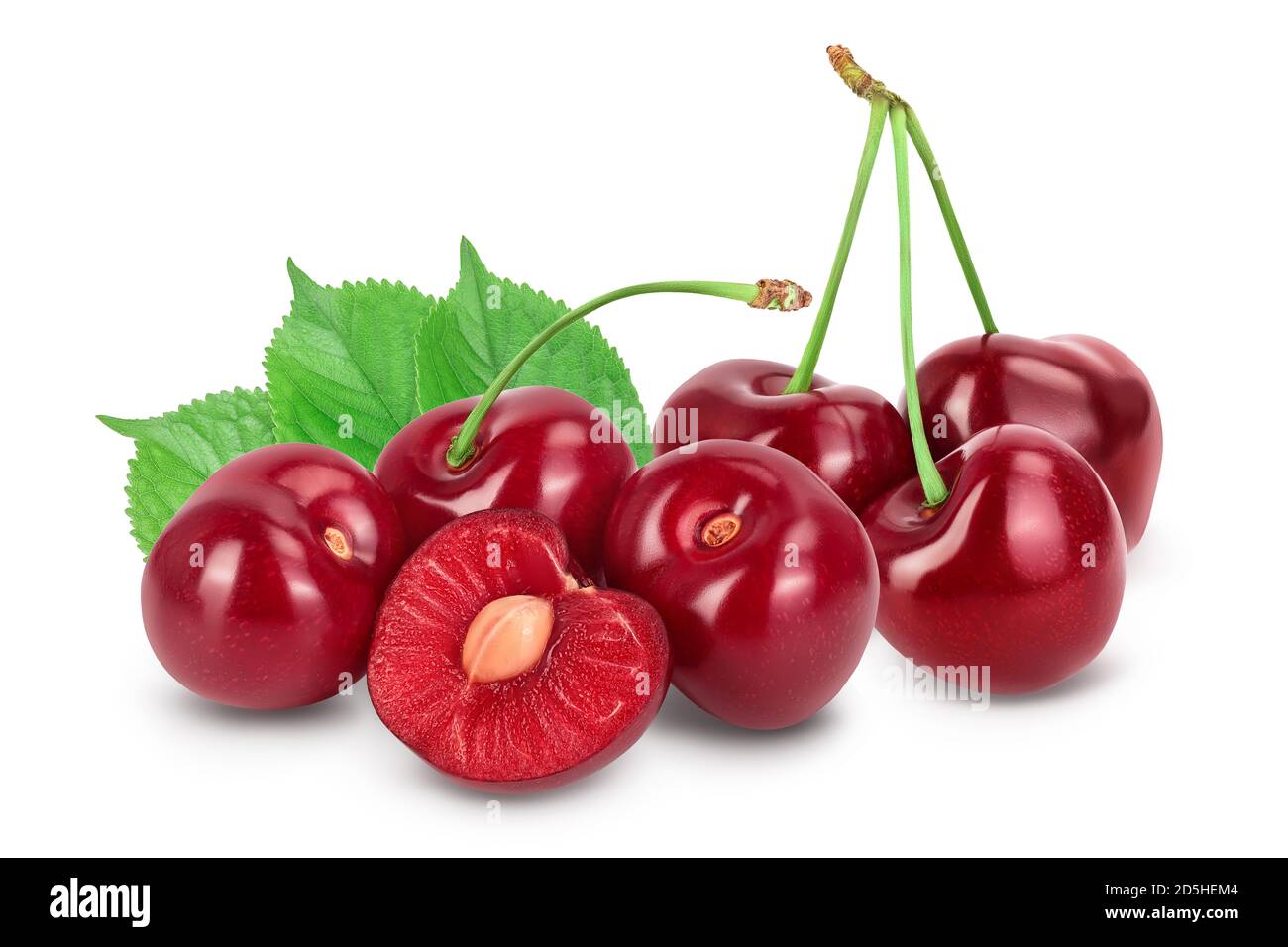 red sweet cherry isolated on white background with clipping path and ...