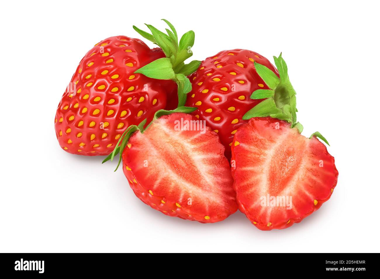 Strawberry and half isolated on white background. Fresh berry with ...