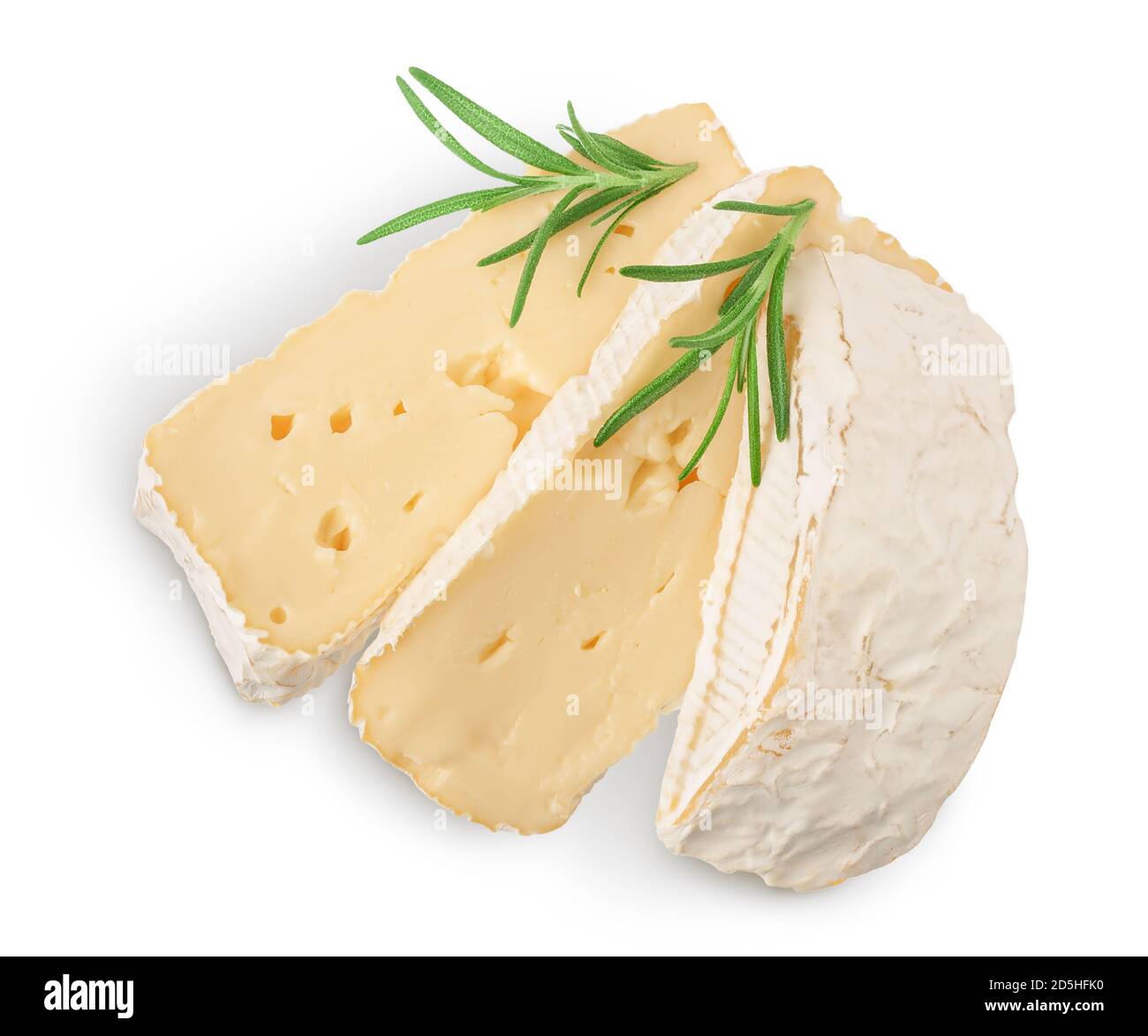 Camembert cheese with rosemary isolated on white background with ...