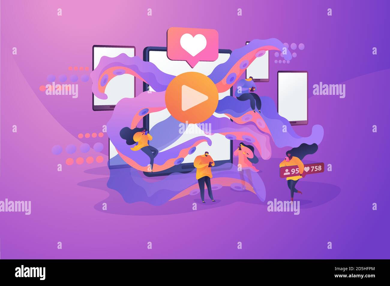 Smartphone addiction concept vector illustration Stock Vector Image ...