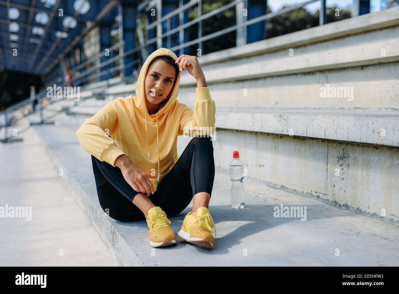 Strong athletic woman resting after hi-res stock photography and images ...