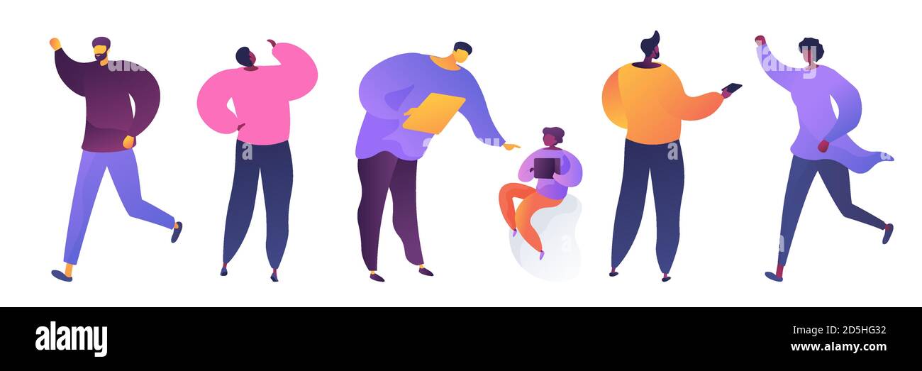 People in various poses flat vector illustrations set Stock Vector ...