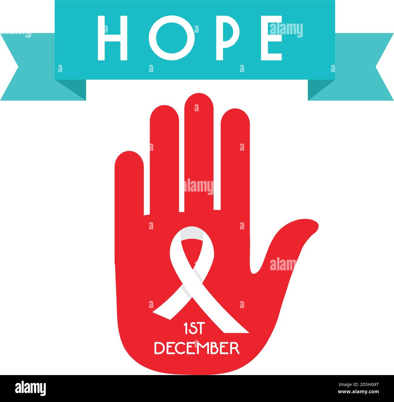 hope world aids day with ribbon on hand vector design Stock Vector ...