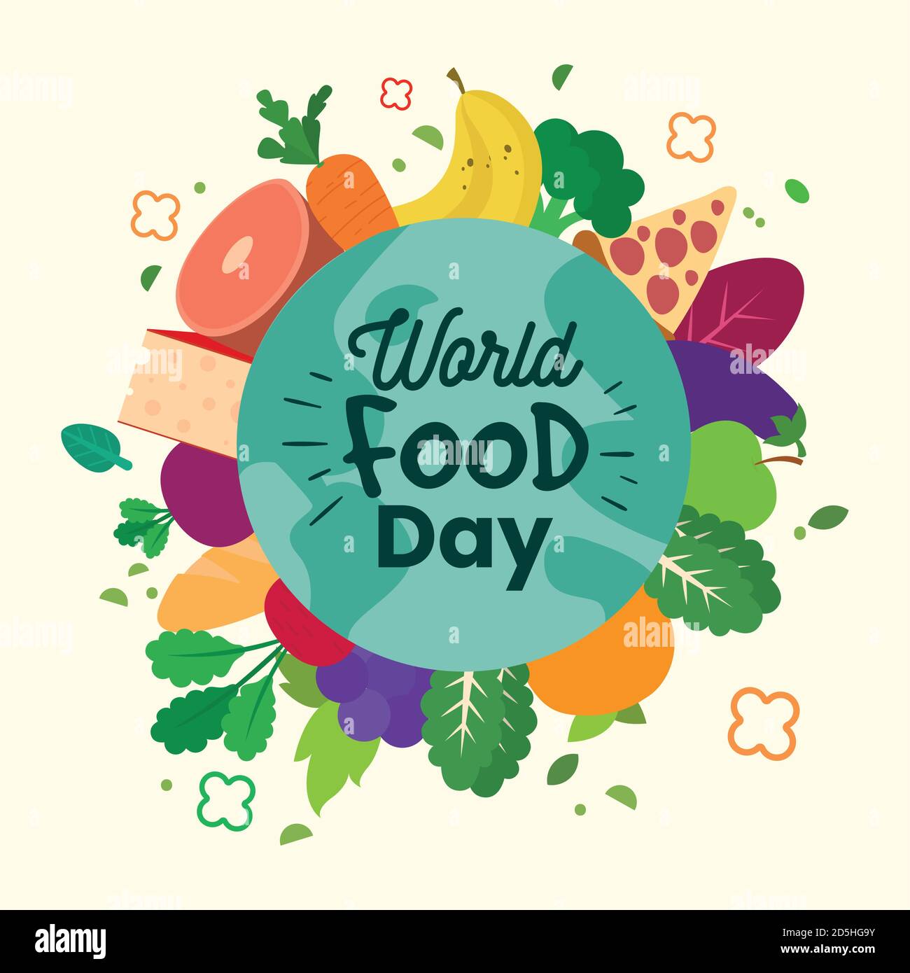 World food day poster. Fruits and vegetables - Vector Stock Vector ...