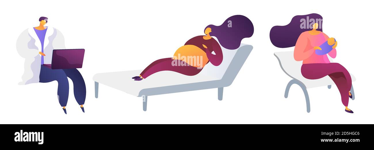 Maternity hospital flat vector illustrations set Stock Vector Image ...