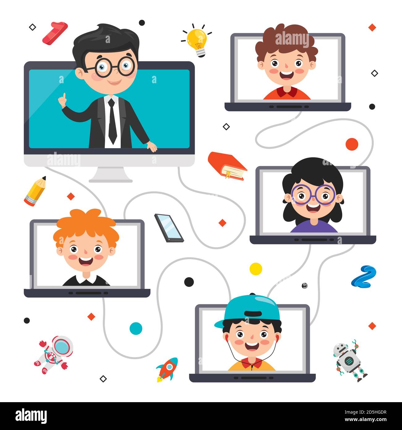 Online Learning Concept With Cartoon Character Stock Vector Image & Art ...