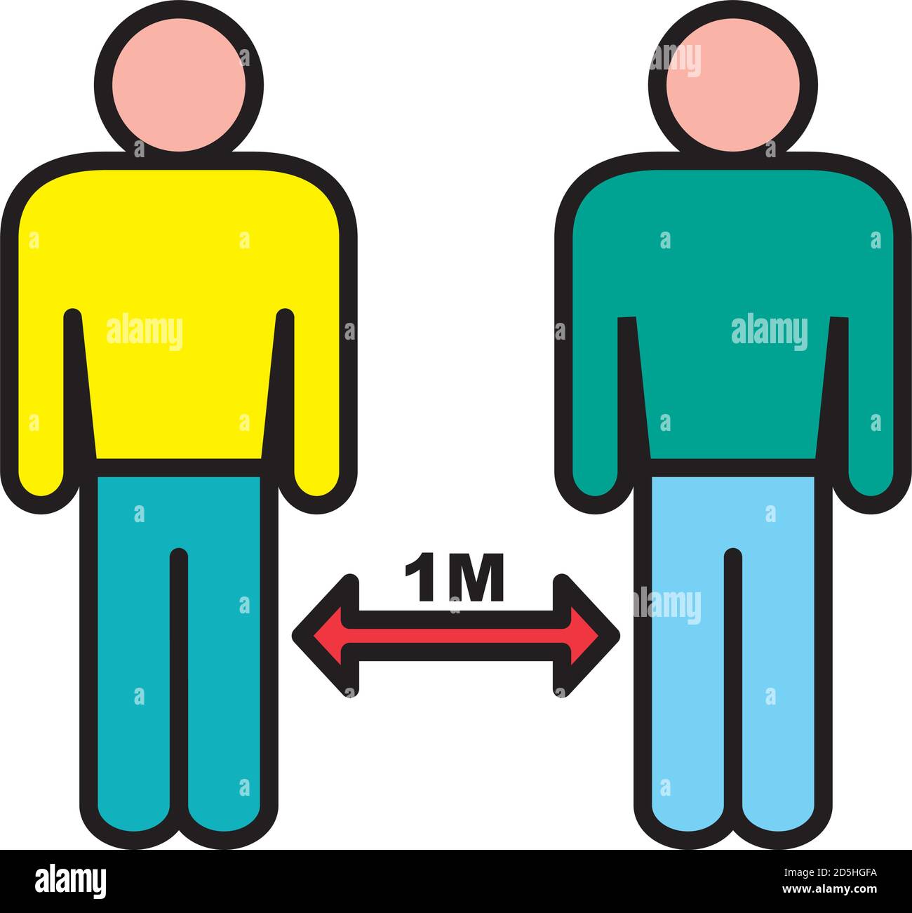 1 meter social distancing line and fill style icon vector design Stock ...