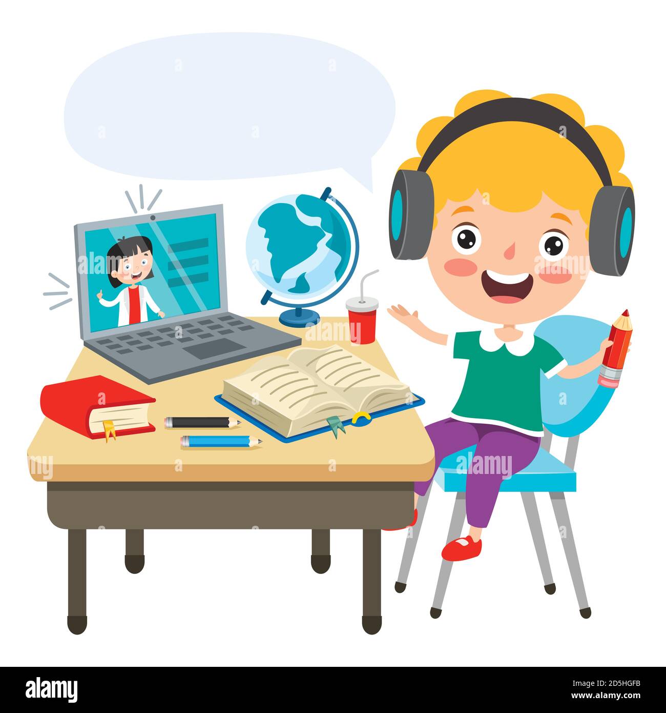 Online Learning Concept With Cartoon Character Stock Vector Image & Art ...