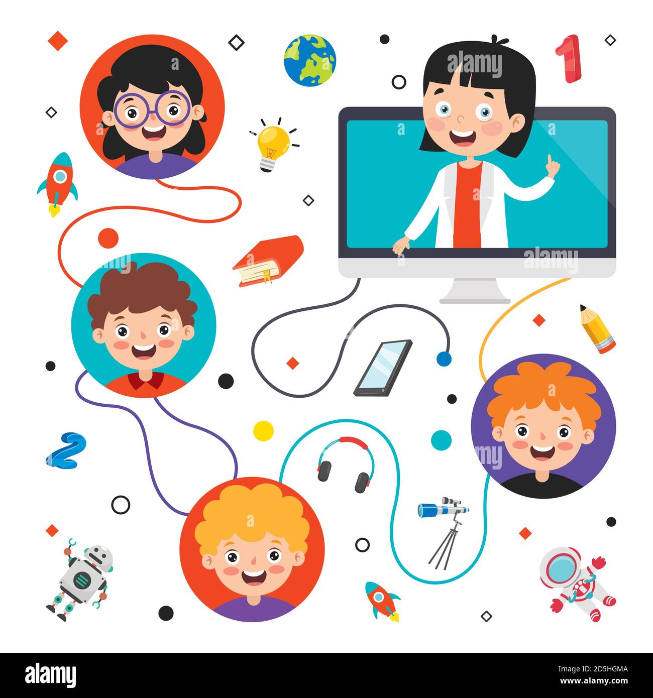 Online Learning Concept With Cartoon Character Stock Vector Image & Art ...