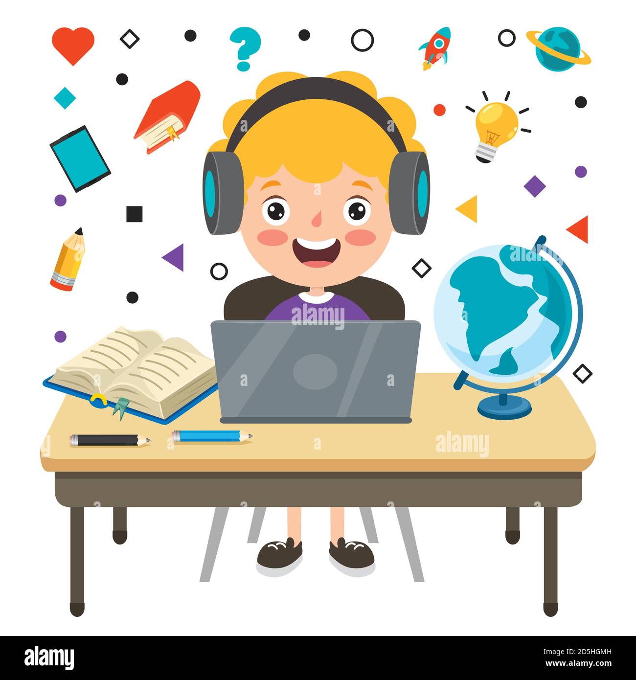 Online Learning Concept With Cartoon Character Stock Vector Image & Art ...