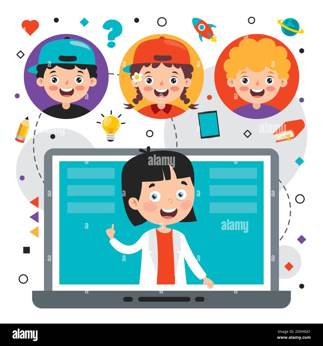 Online Learning Concept With Cartoon Character Stock Vector Image & Art ...