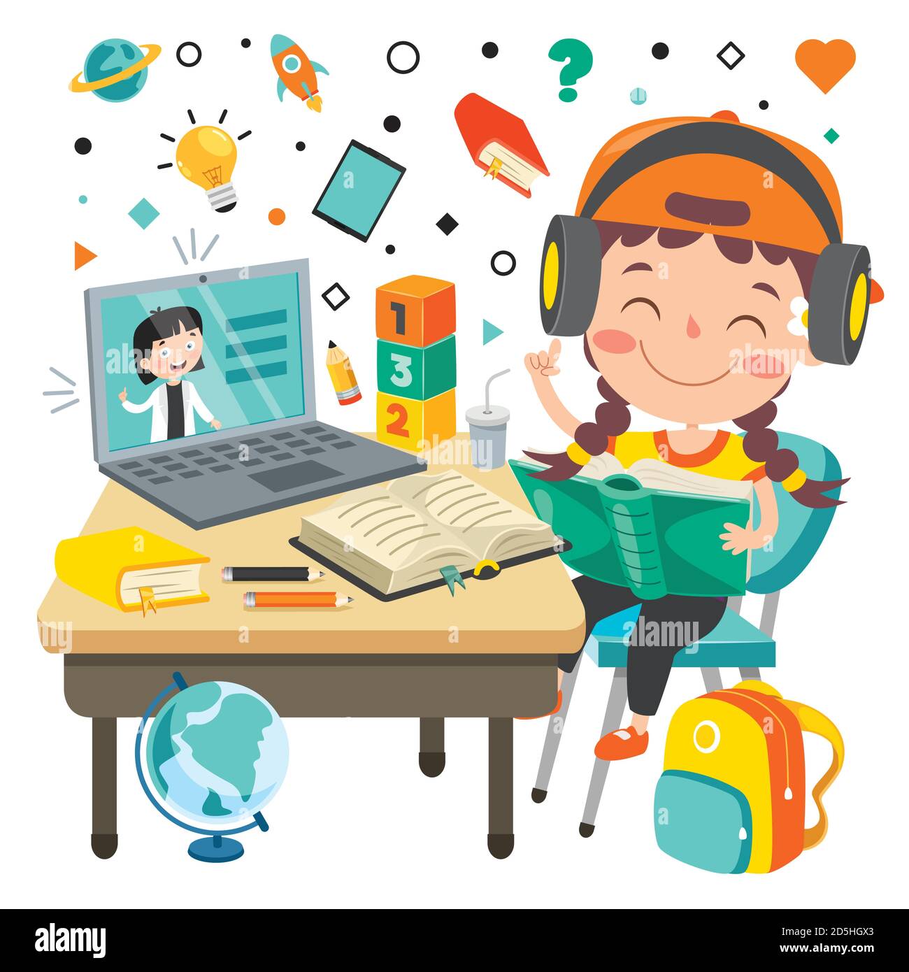 Online Learning Concept With Cartoon Character Stock Vector Image & Art ...