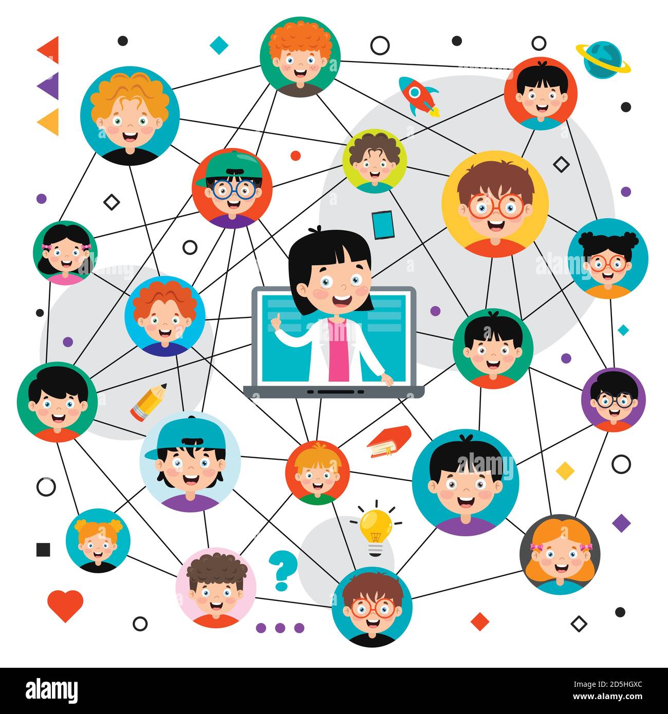Online Learning Concept With Cartoon Character Stock Vector Image & Art ...